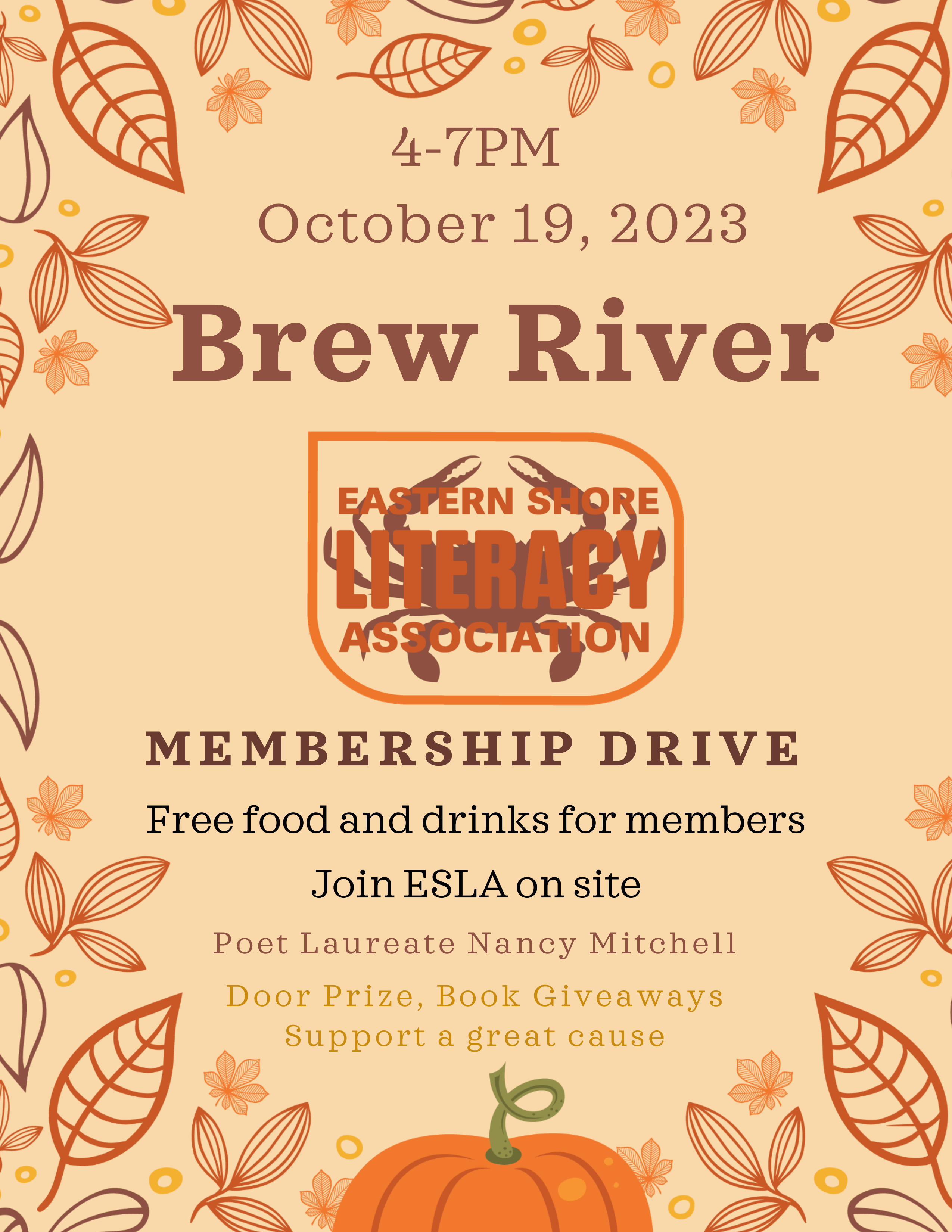 Membership Drive at Brew River | Eastern Shore Literacy Association